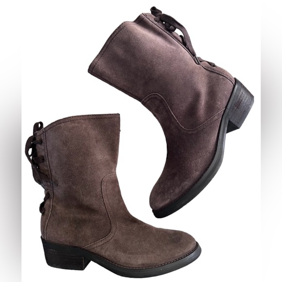 Nine West | Shoes | Nine West Krasher Backlaced Boot Brown Suede ...